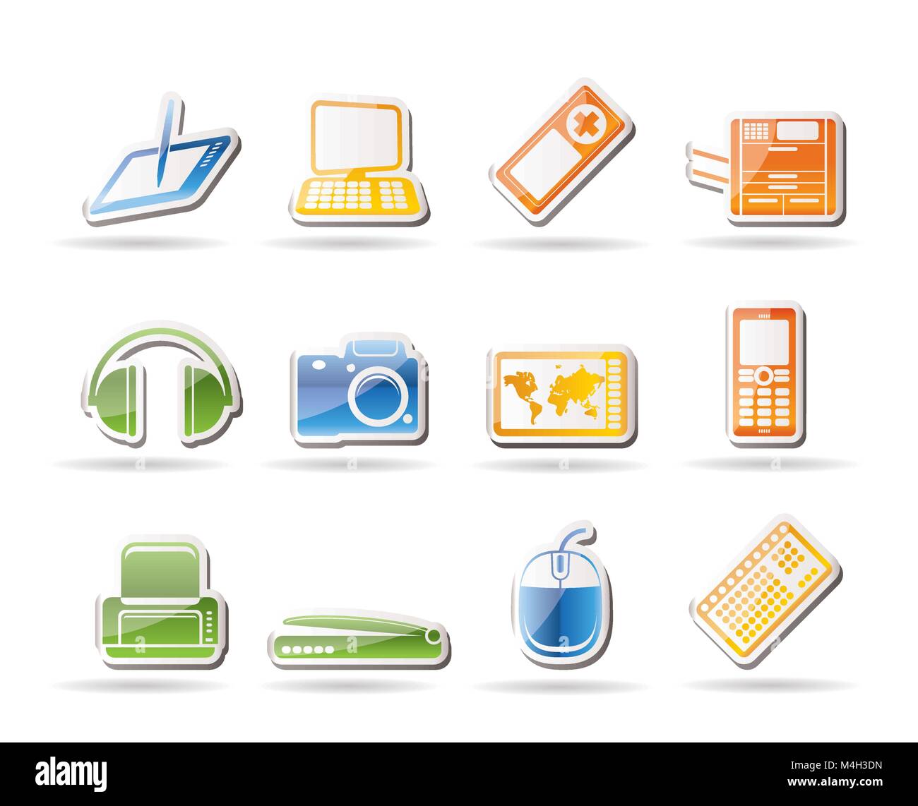 Simple Hi-tech technical equipment icons - vector icon set 3 Stock ...