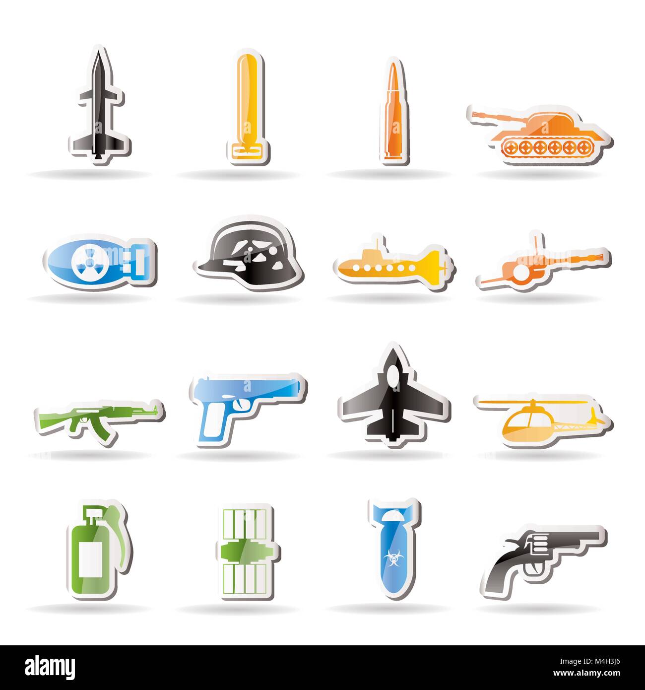 Simple weapon, arms and war icons - Vector icon set Stock Vector Image ...