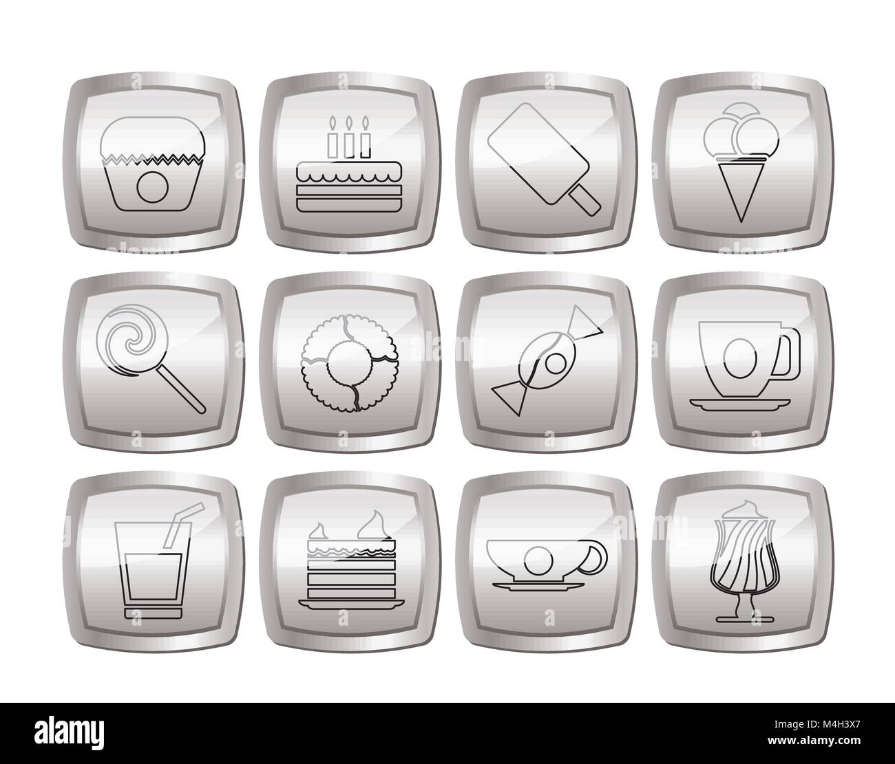 Sweet food and confectionery icons - vector icon set Stock Vector Image ...