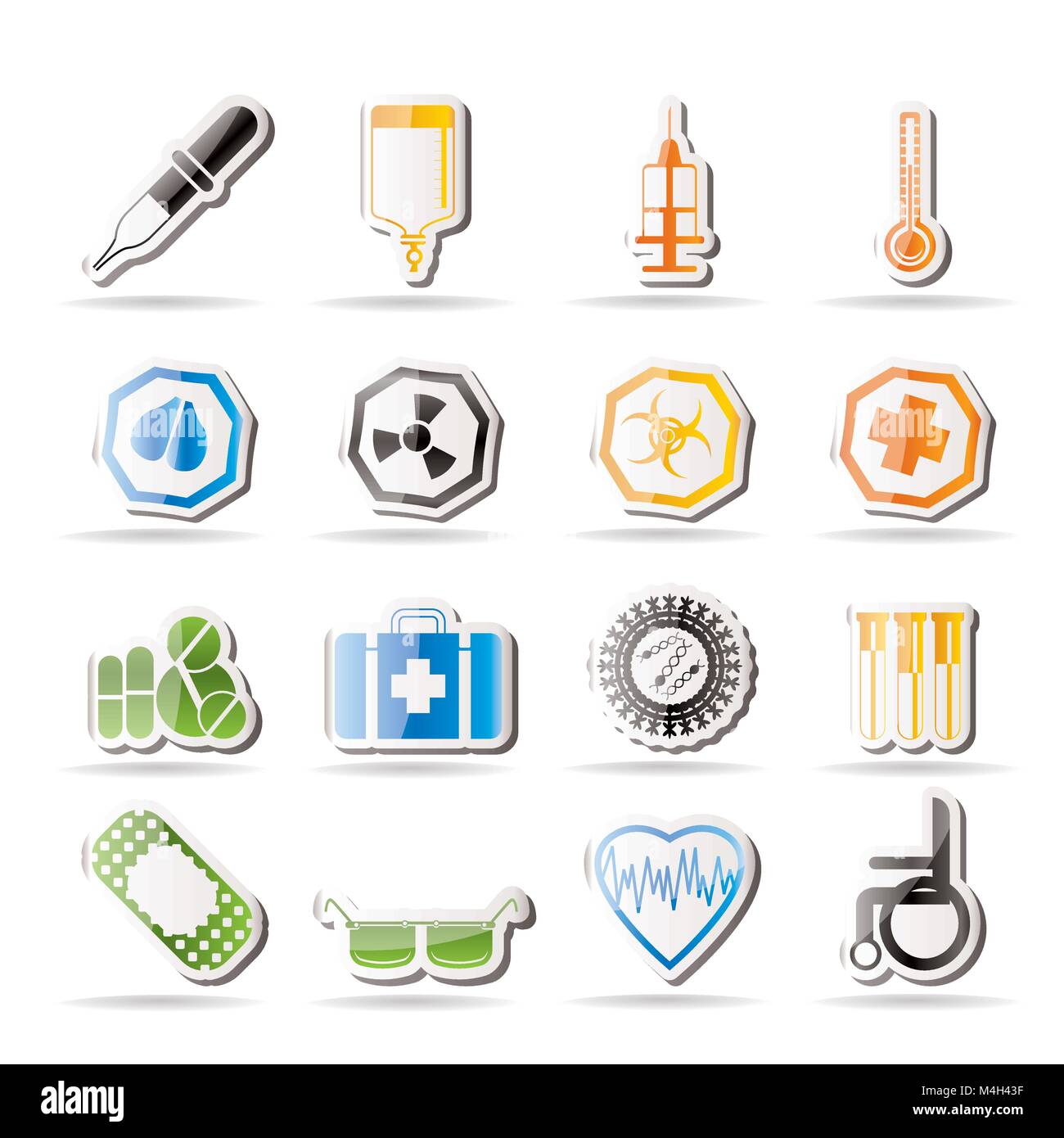 Simple medical themed icons and warning-signs - vector Icon Set Stock ...