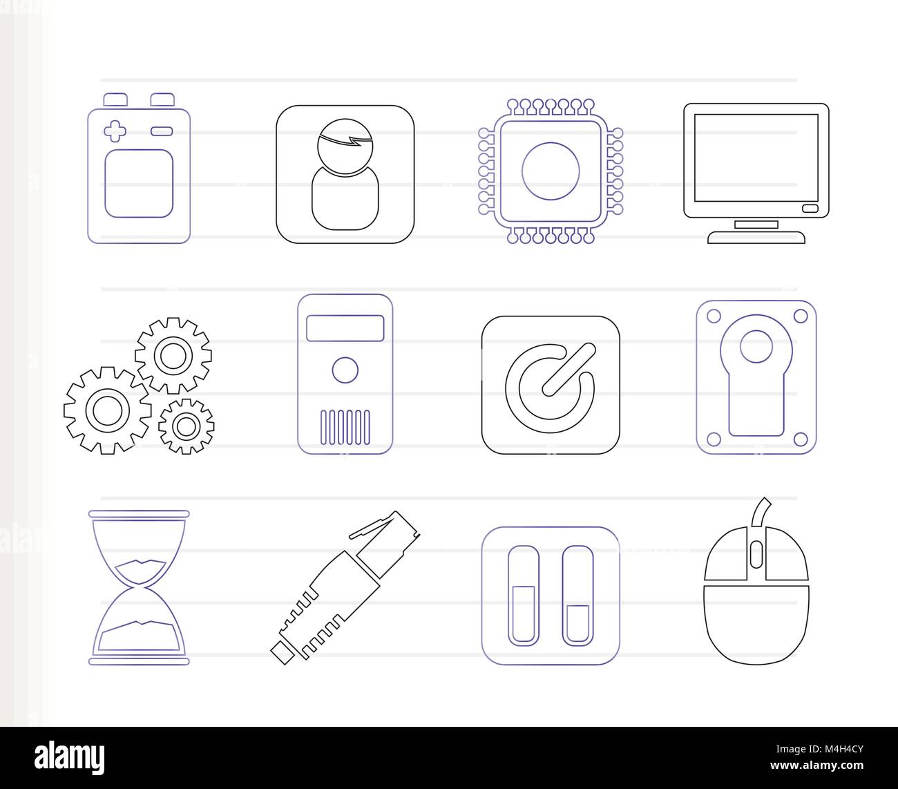 Computer and mobile phone elements icon - vector icon set Stock Vector ...