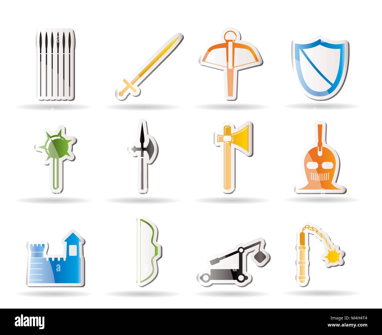 Simple medieval arms and objects icons - vector icon set Stock Vector ...