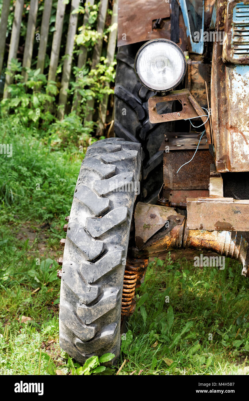 Headlight close-up of an old tractor Stock Photo - Alamy