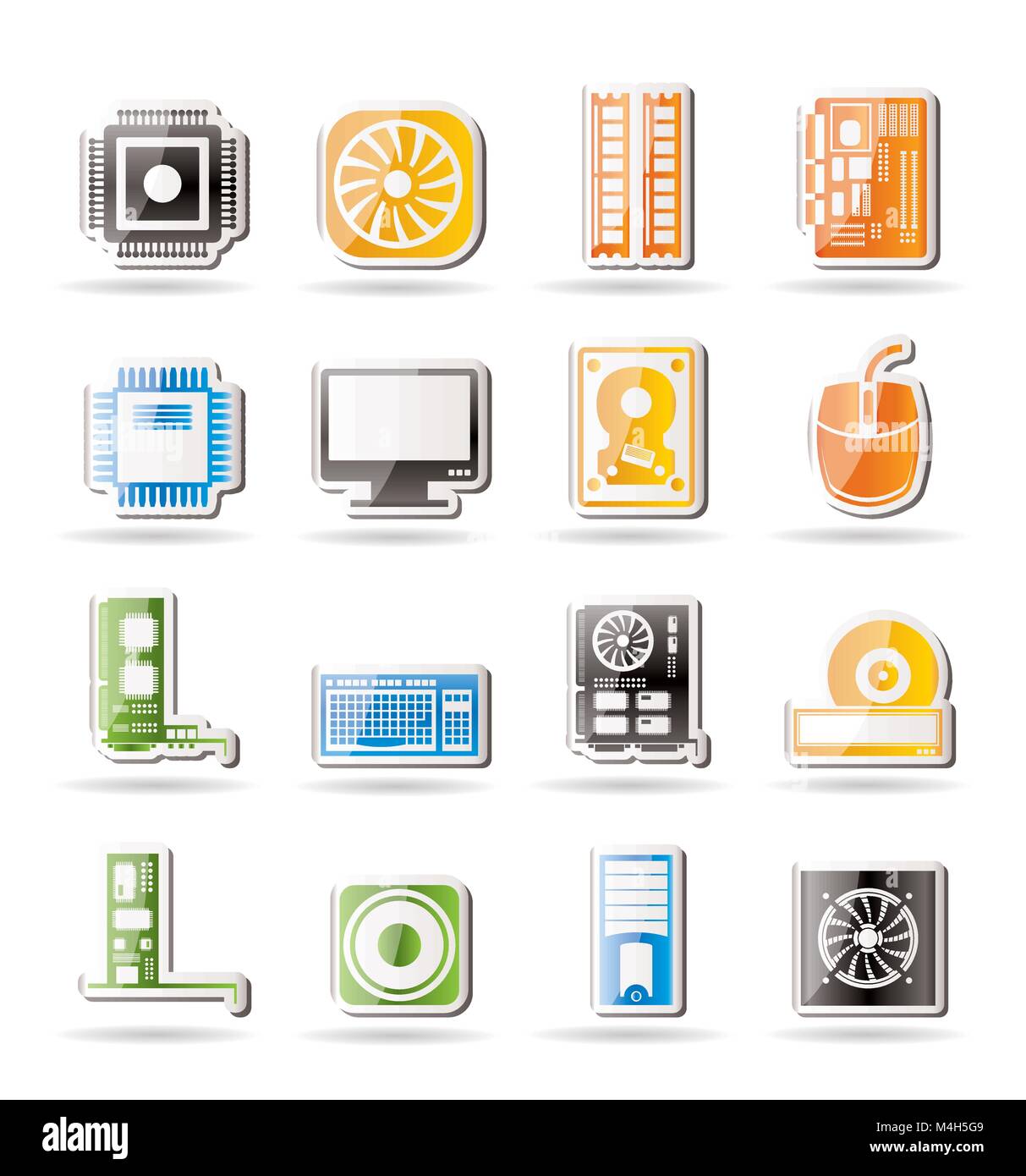 Computer performance and equipment icons - vector icon set Stock Vector ...