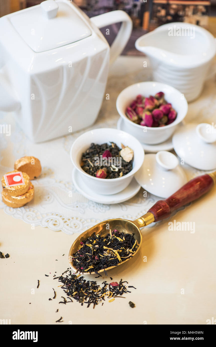 Diffferent tea set Stock Photo - Alamy