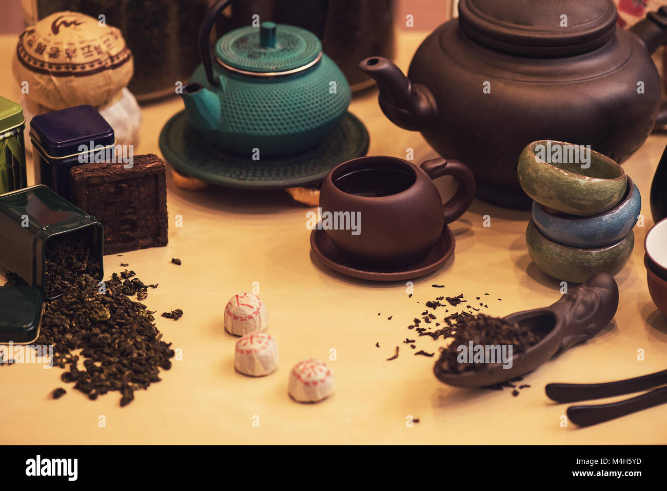 Diffferent tea set Stock Photo - Alamy