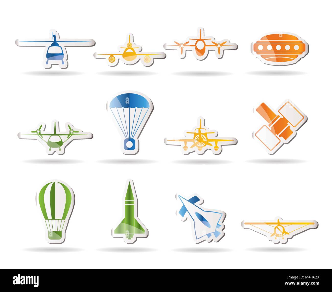 different types of Aircraft Illustrations and icons - Vector icon set 2 ...