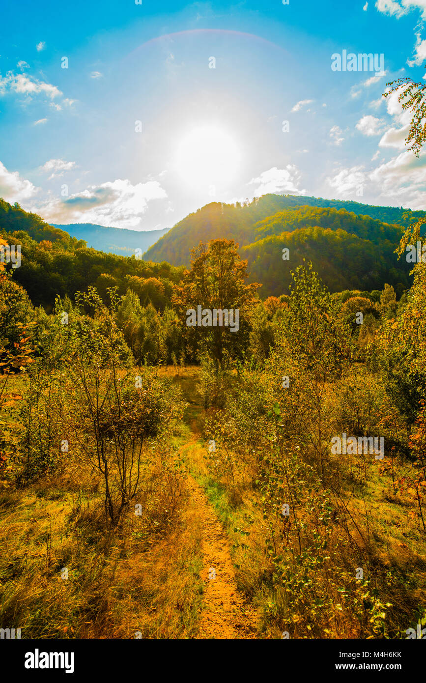 landscape with hills forested autumn Stock Photo - Alamy