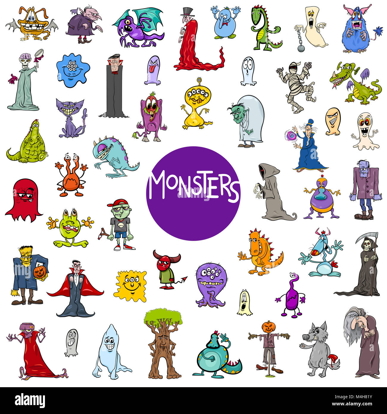 cartoon monster characters big set Stock Photo - Alamy