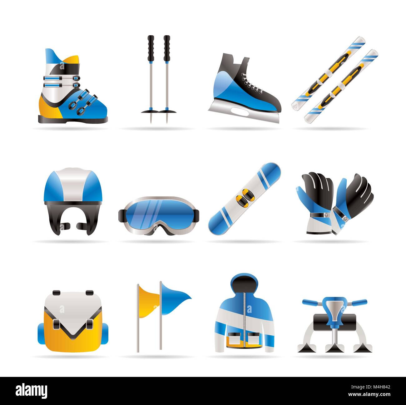 ski and snowboard equipment icons - vector icon set Stock Vector Image ...