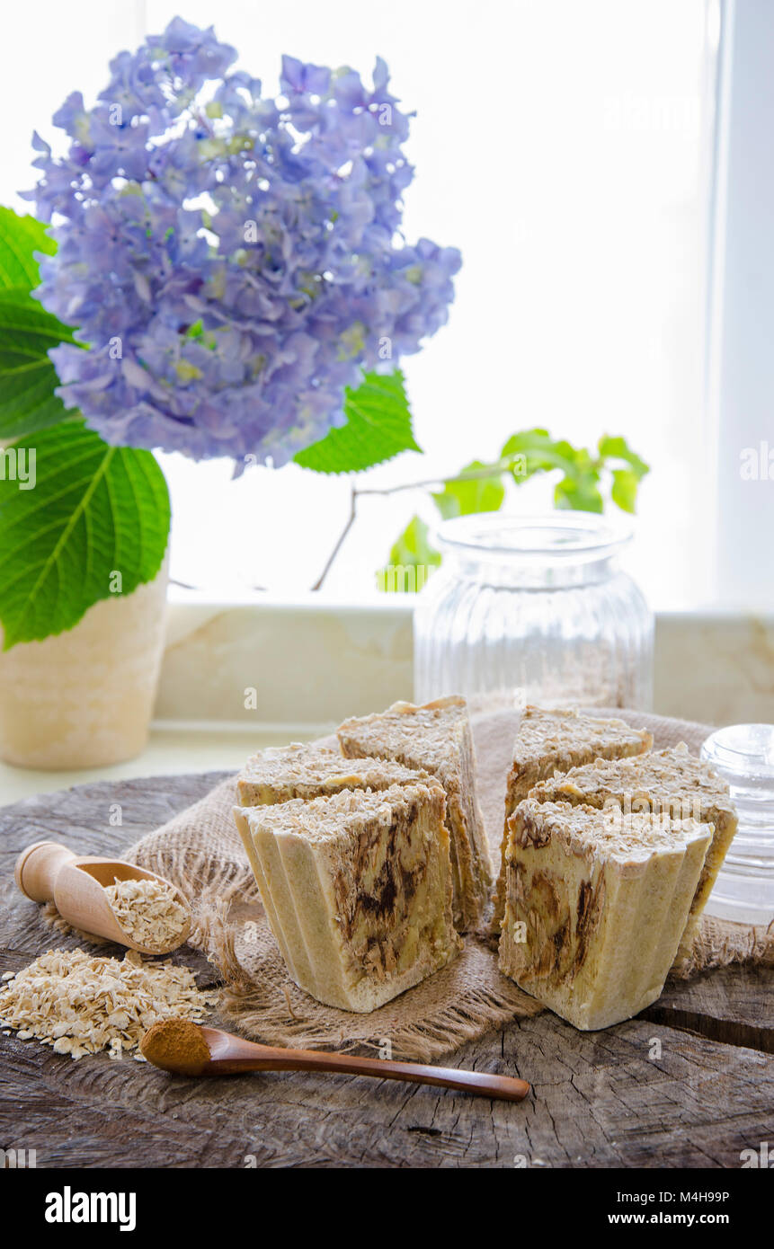 homemade oats soap Stock Photo - Alamy