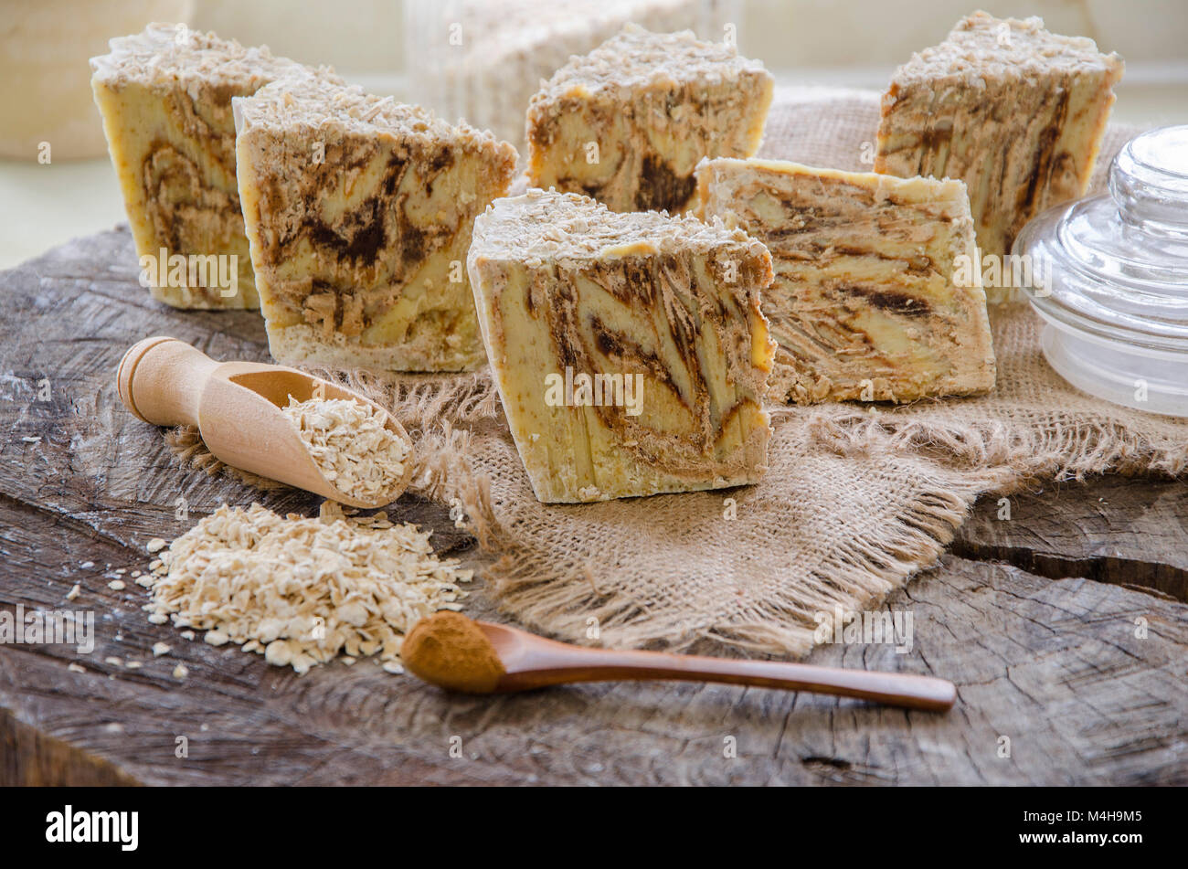 homemade oats soap Stock Photo - Alamy