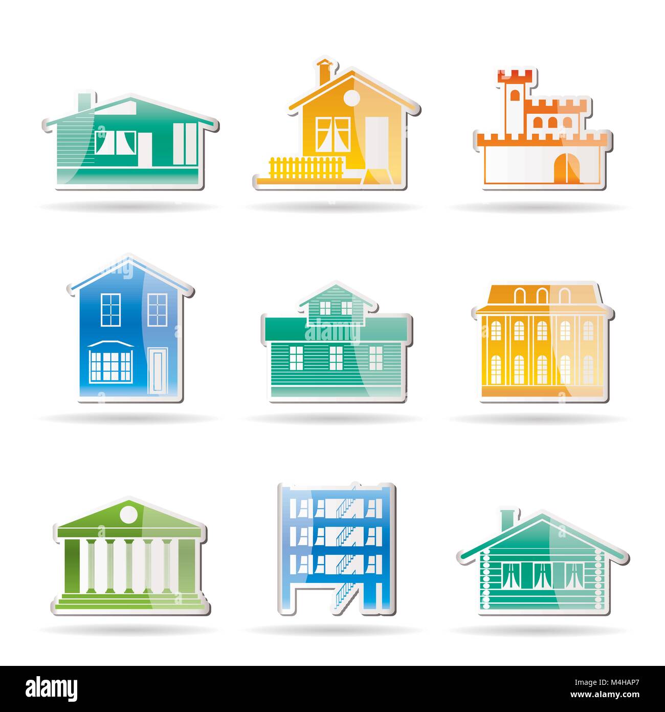 different kind of houses and buildings - Vector Illustration 1 Stock ...