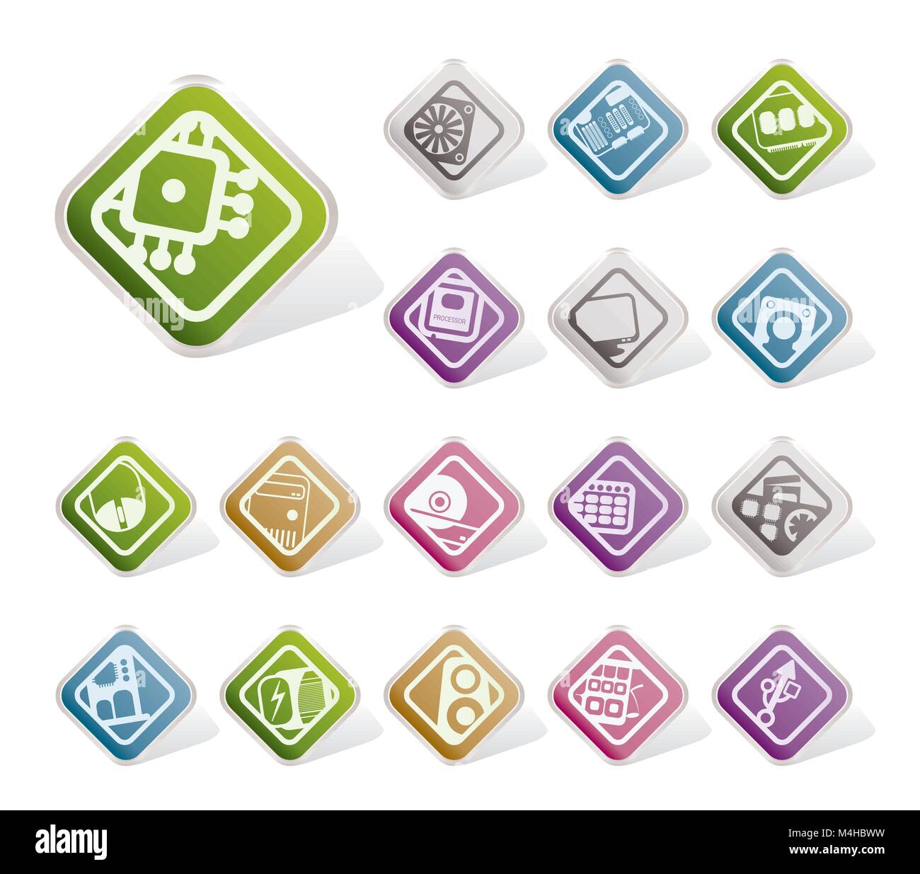 Simple Computer performance and equipment icons - vector icon set Stock ...