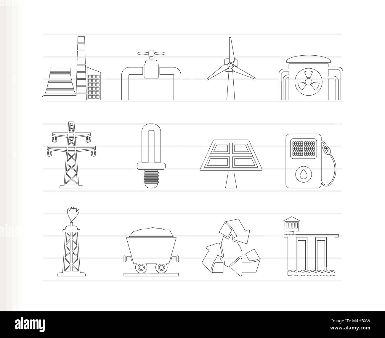 Power and electricity industry icons - vector icon set Stock Vector ...