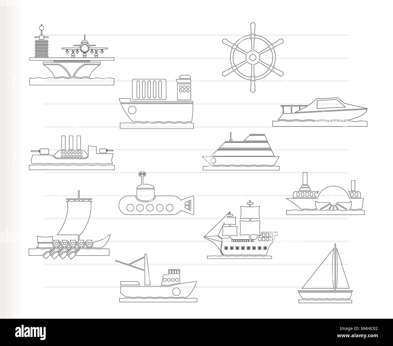 different types of boat and ship icons - Vector icon set Stock Vector ...