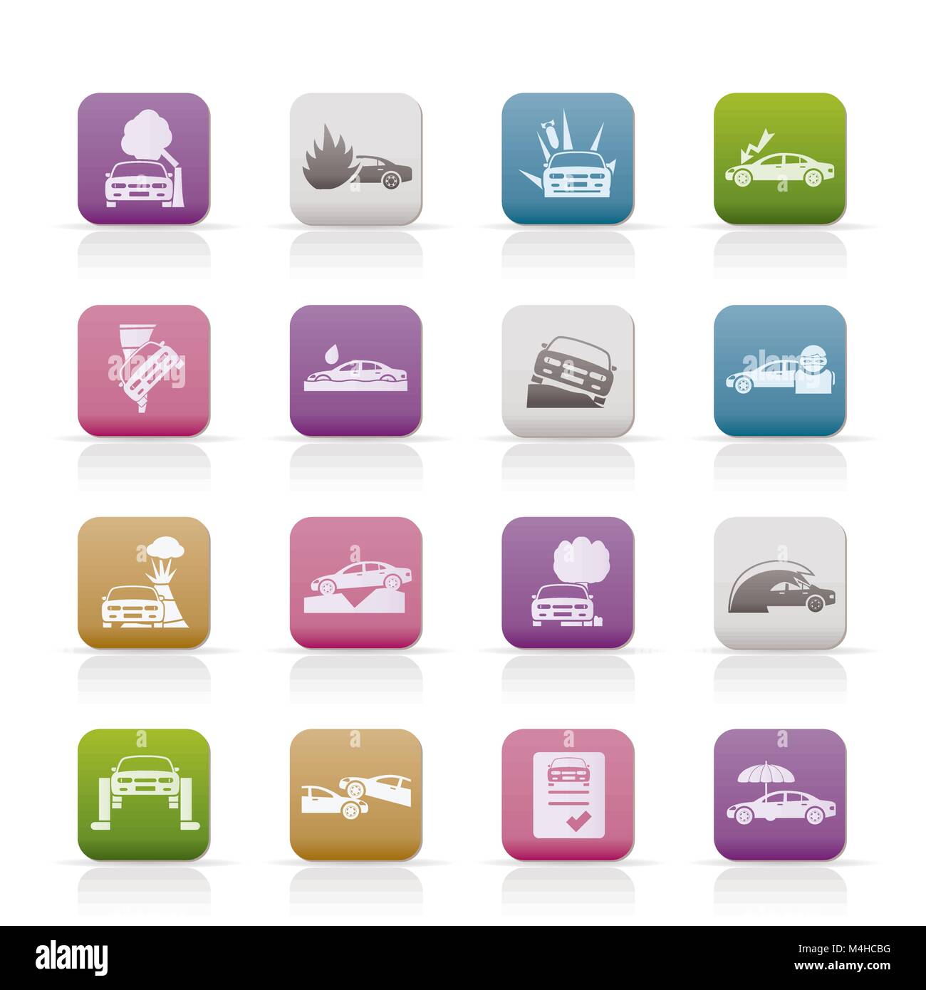car and transportation insurance and risk icons - vector icon set Stock ...