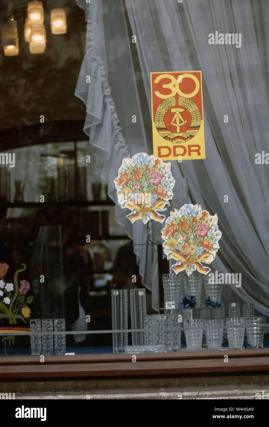 Shop window decorated on the occasion of the 30th anniversary of the ...