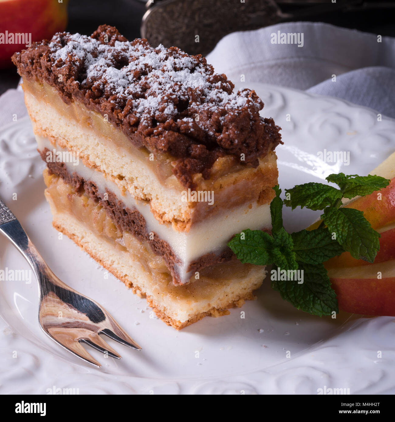 Apple cream cake Stock Photo - Alamy