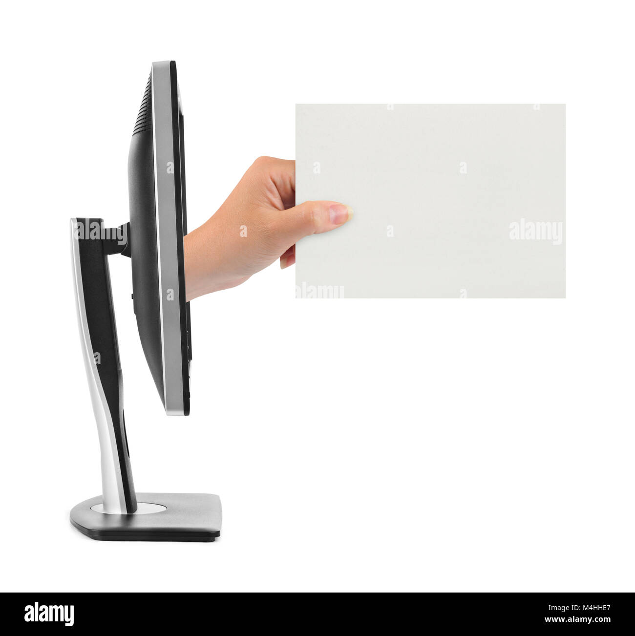 Woman blank computer screen Cut Out Stock Images & Pictures - Alamy
