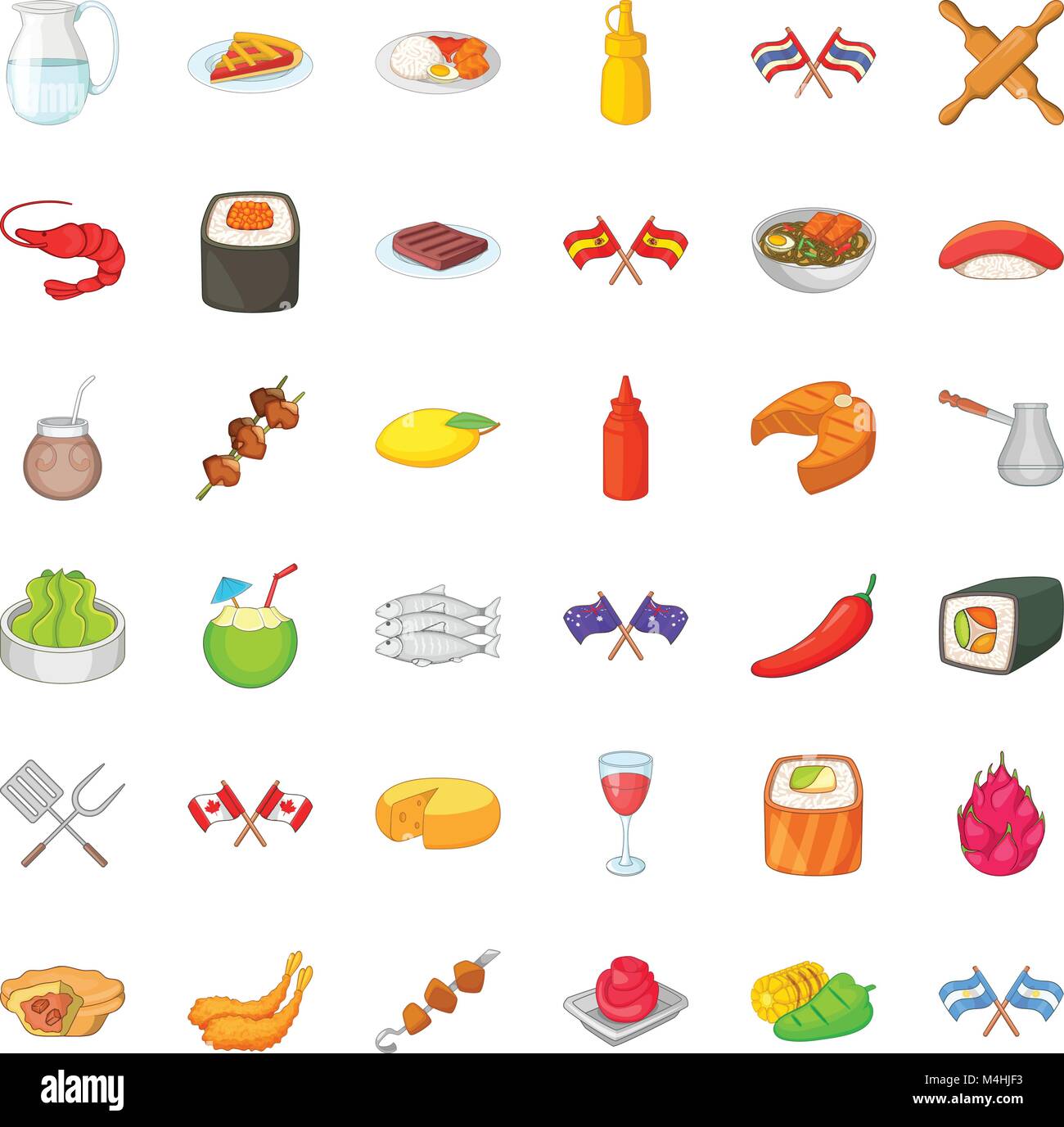 Ethnic cuisine icons set, cartoon style Stock Vector Image & Art - Alamy