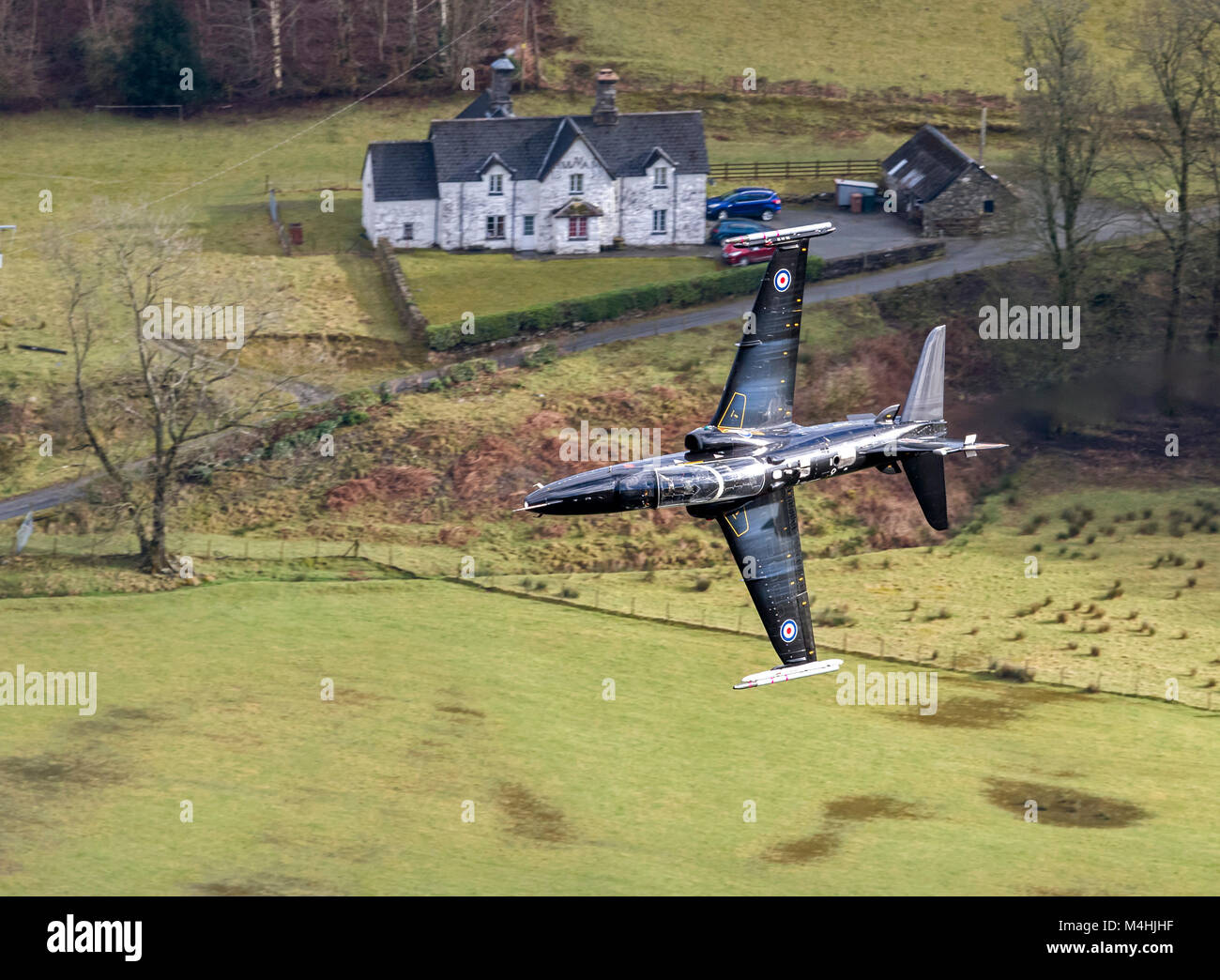 RAF Hawk Flying low Level in Snowdonia Stock Photo - Alamy