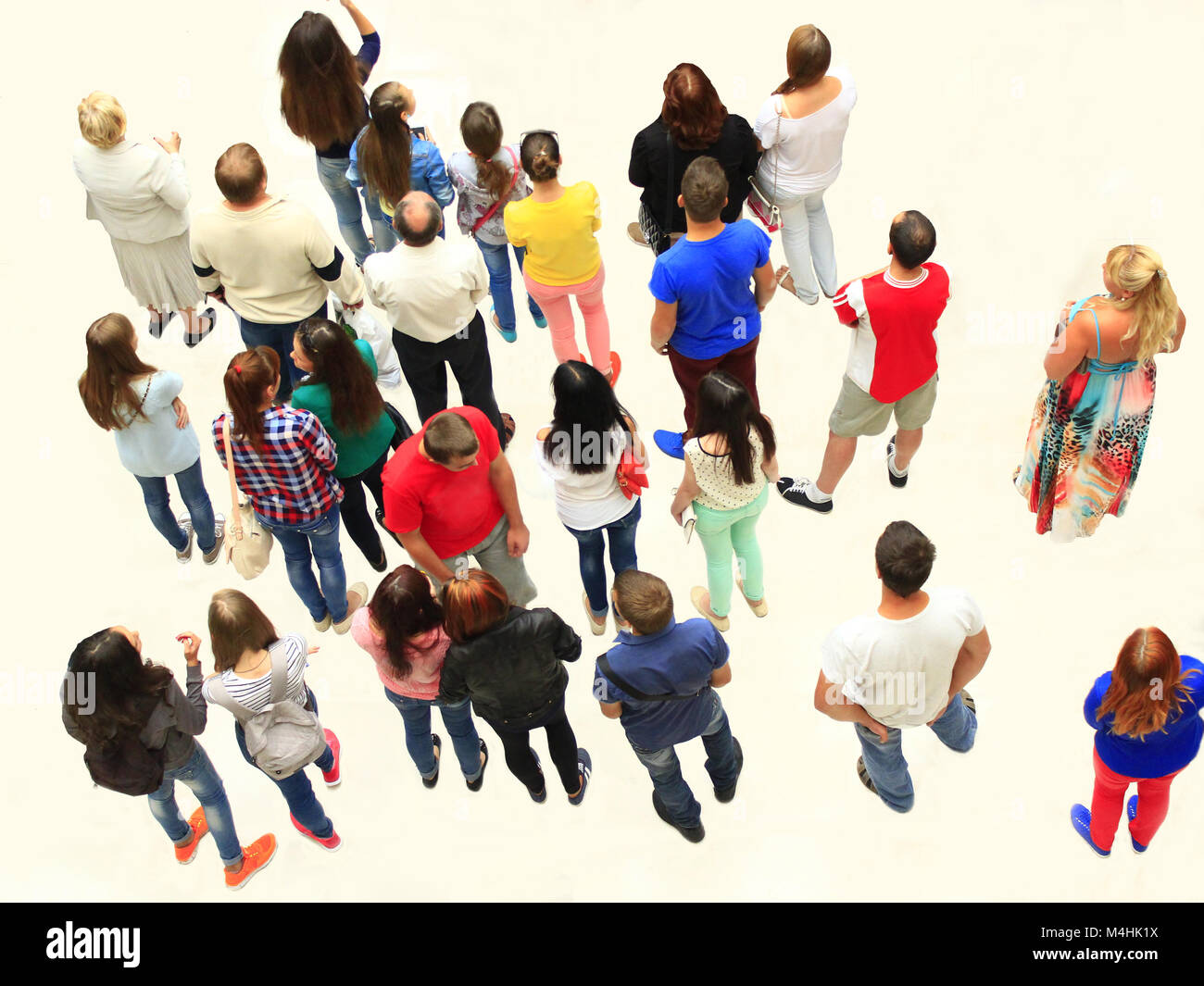 crowd of people standing back isolated on the white Stock Photo - Alamy