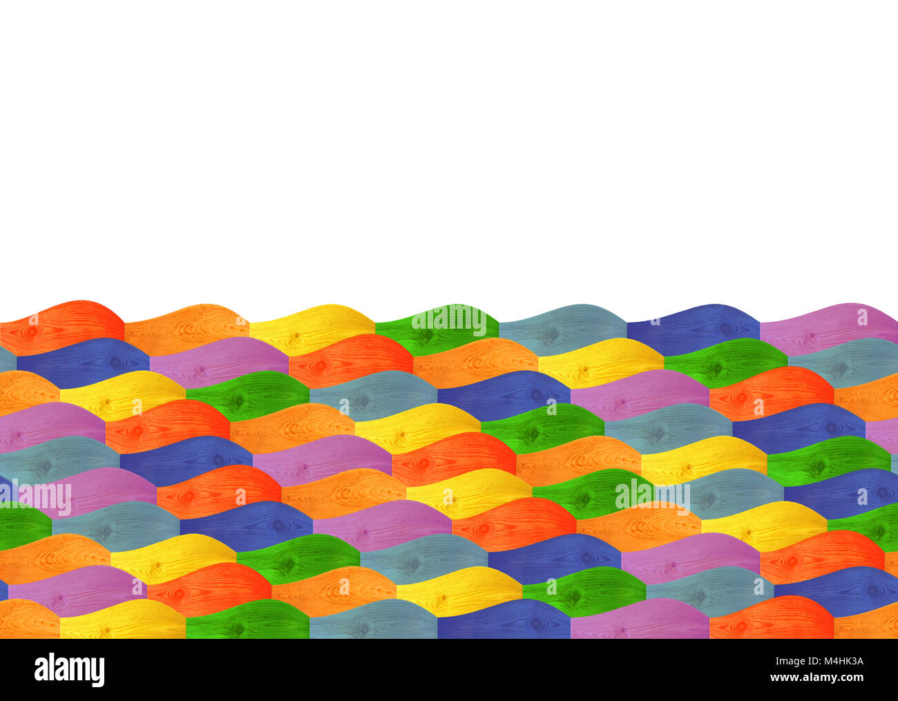 wooden multicolored figured wavy boards Stock Photo - Alamy