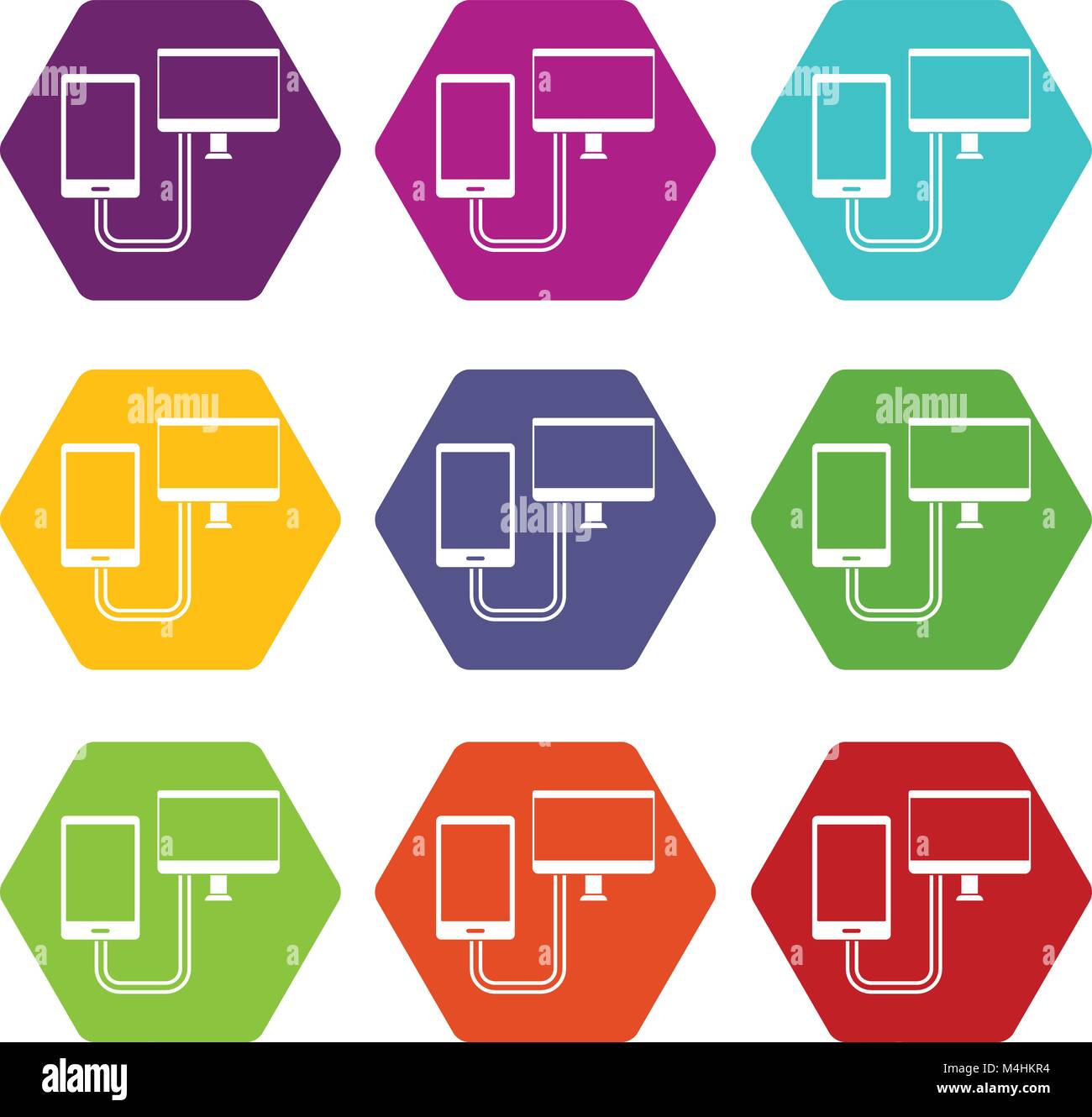 Connection phone icon set color hexahedron Stock Vector Image & Art - Alamy