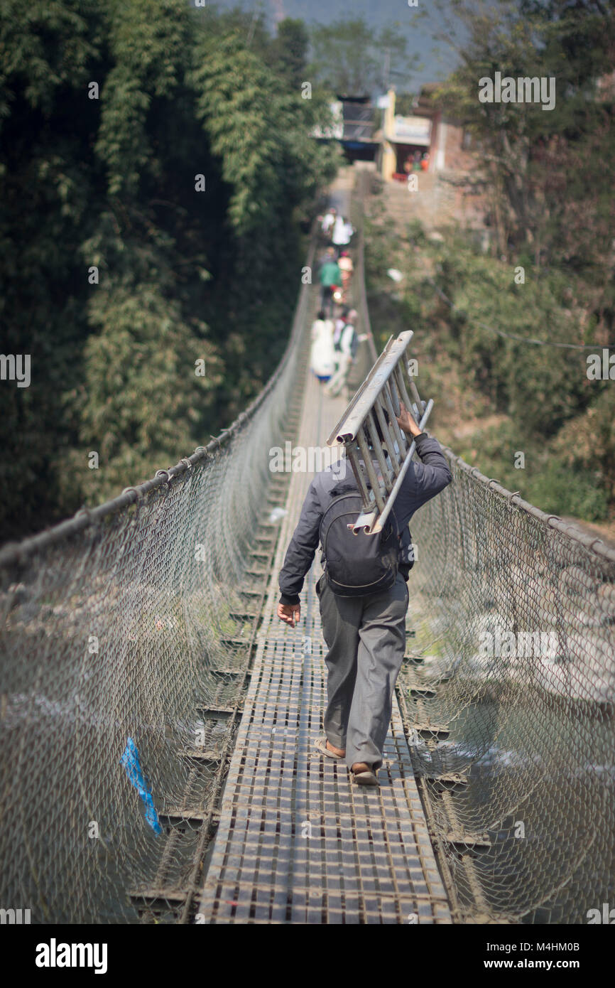 Nepal bridge hanging hi-res stock photography and images - Alamy