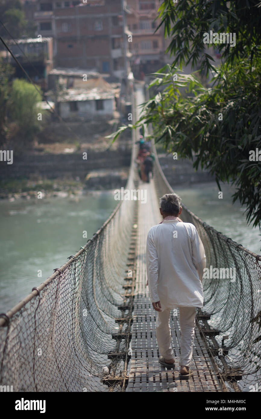 Nepal bridge hanging hi-res stock photography and images - Alamy