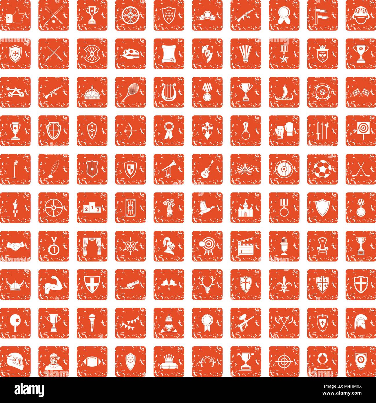 100 trophy and awards icons set grunge orange Stock Vector Image & Art ...