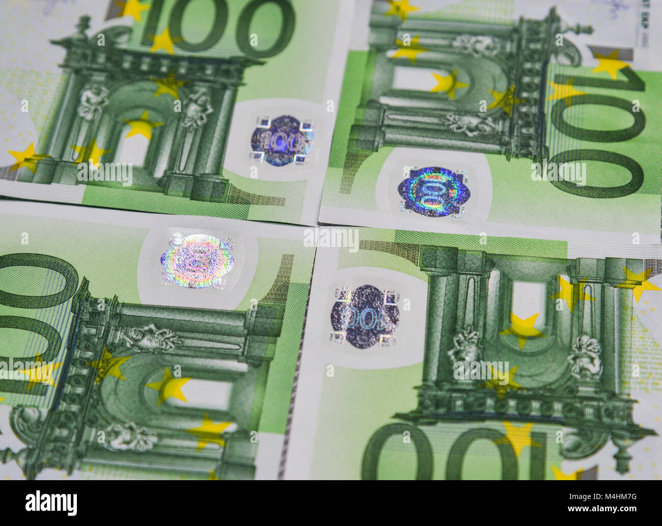 Pile of one hundred euro banknotes (100 EUR). Close up Stock Photo - Alamy
