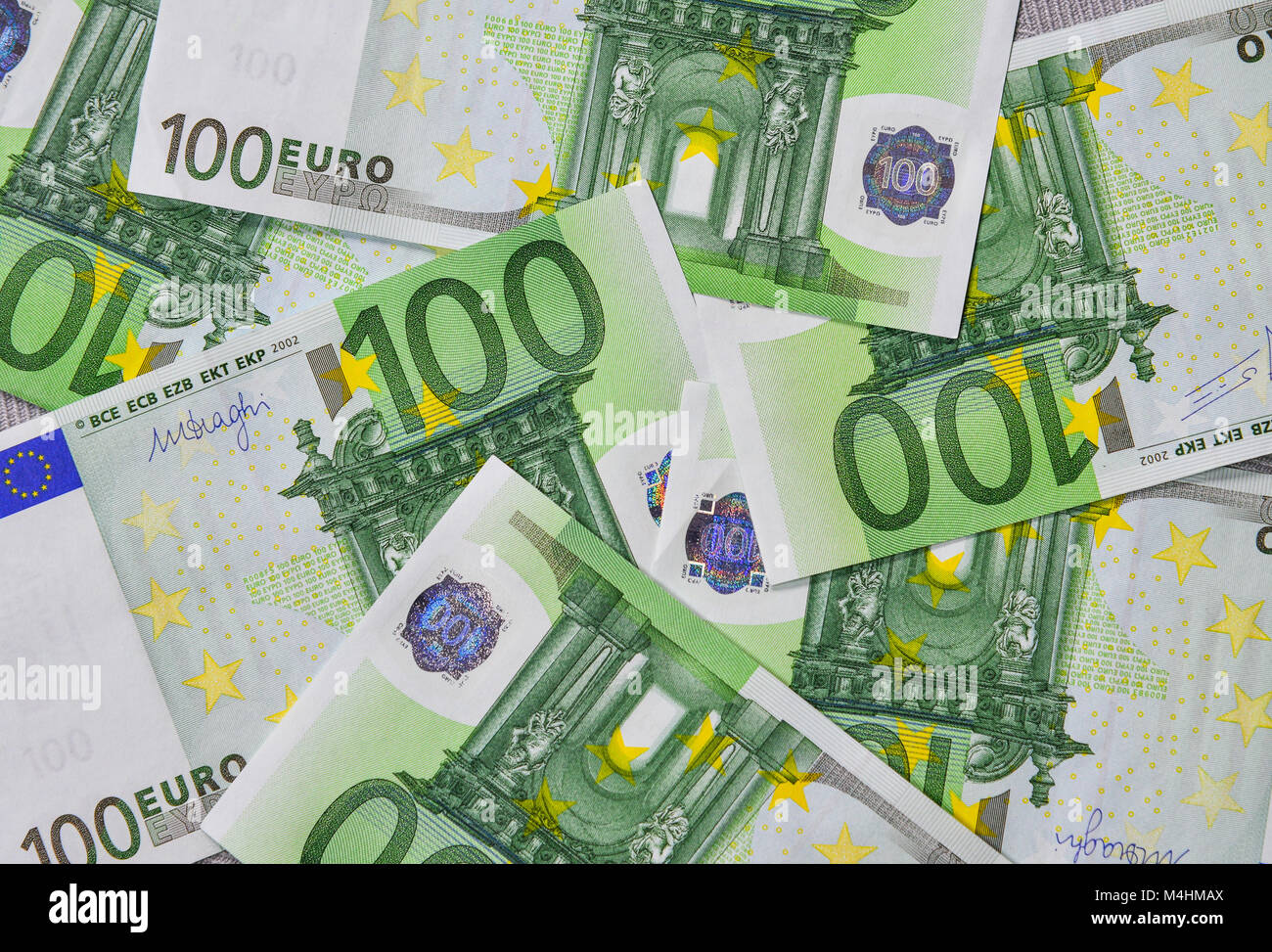 100 Euro bills (banknotes) money. European Union Currency Stock Photo ...