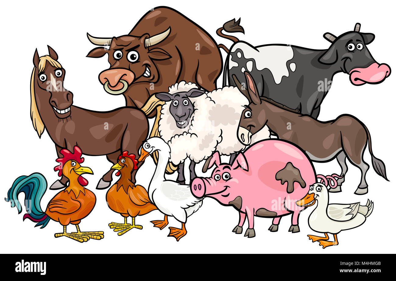 cartoon farm animals group Stock Photo - Alamy