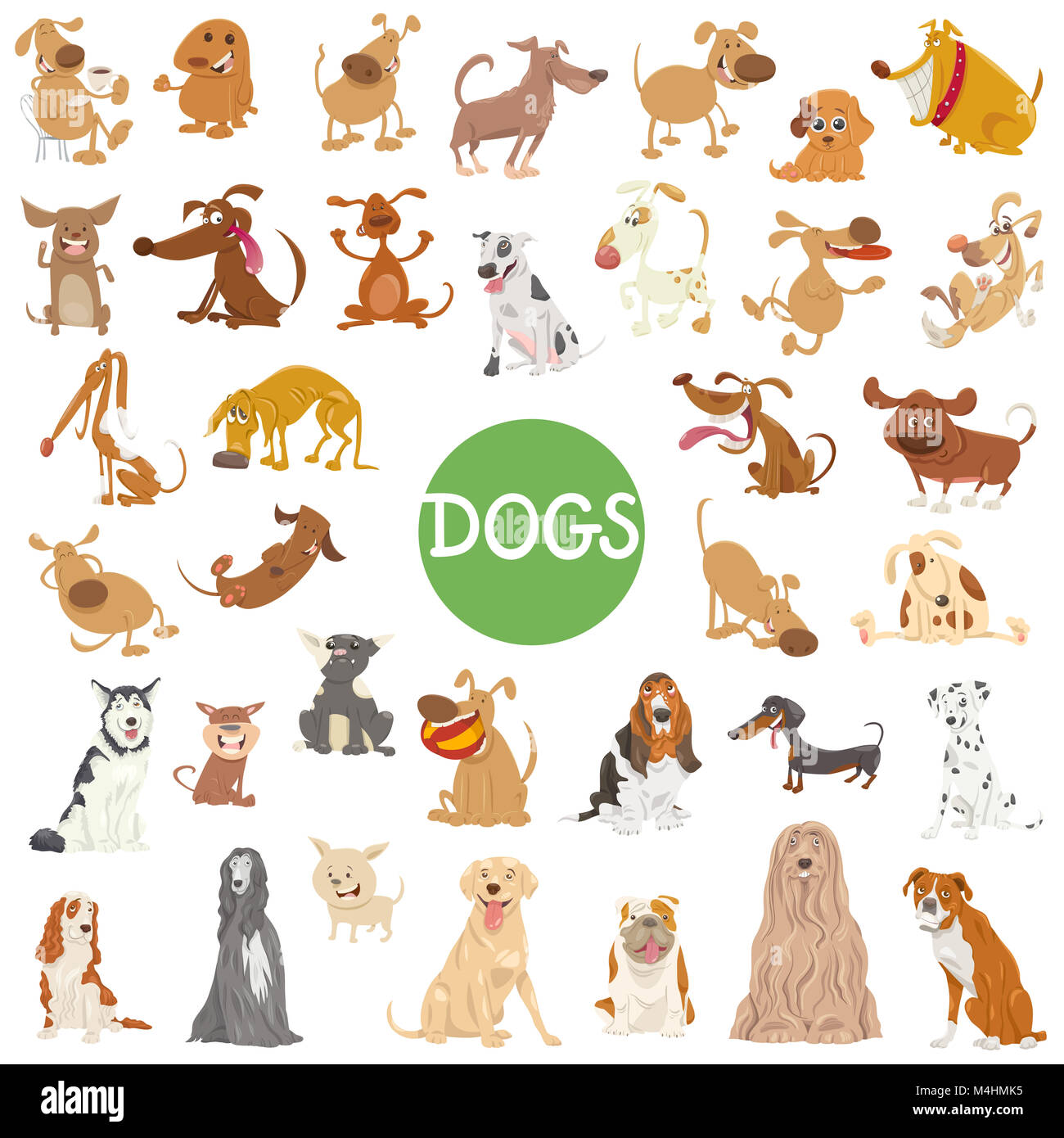 cute dog characters big set Stock Photo - Alamy
