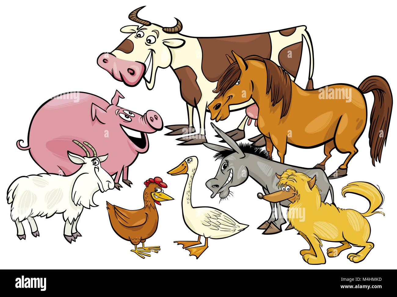 cartoon farm animal characters group Stock Photo - Alamy