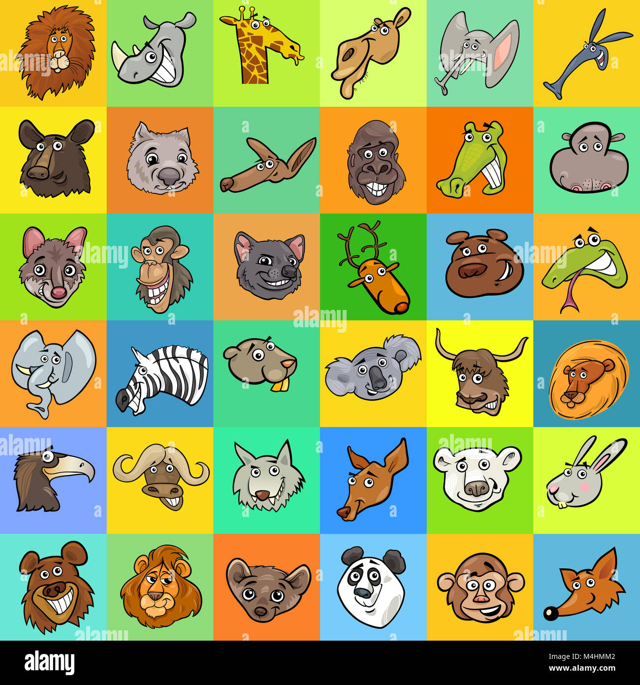 pattern with cartoon animals design Stock Photo - Alamy