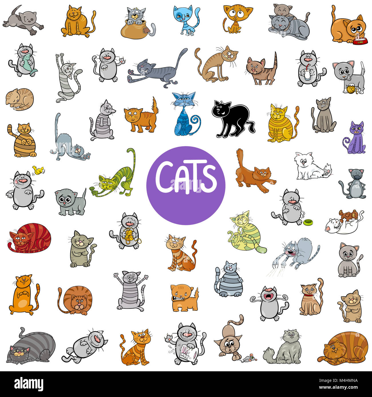 cartoon cat characters big set Stock Photo - Alamy