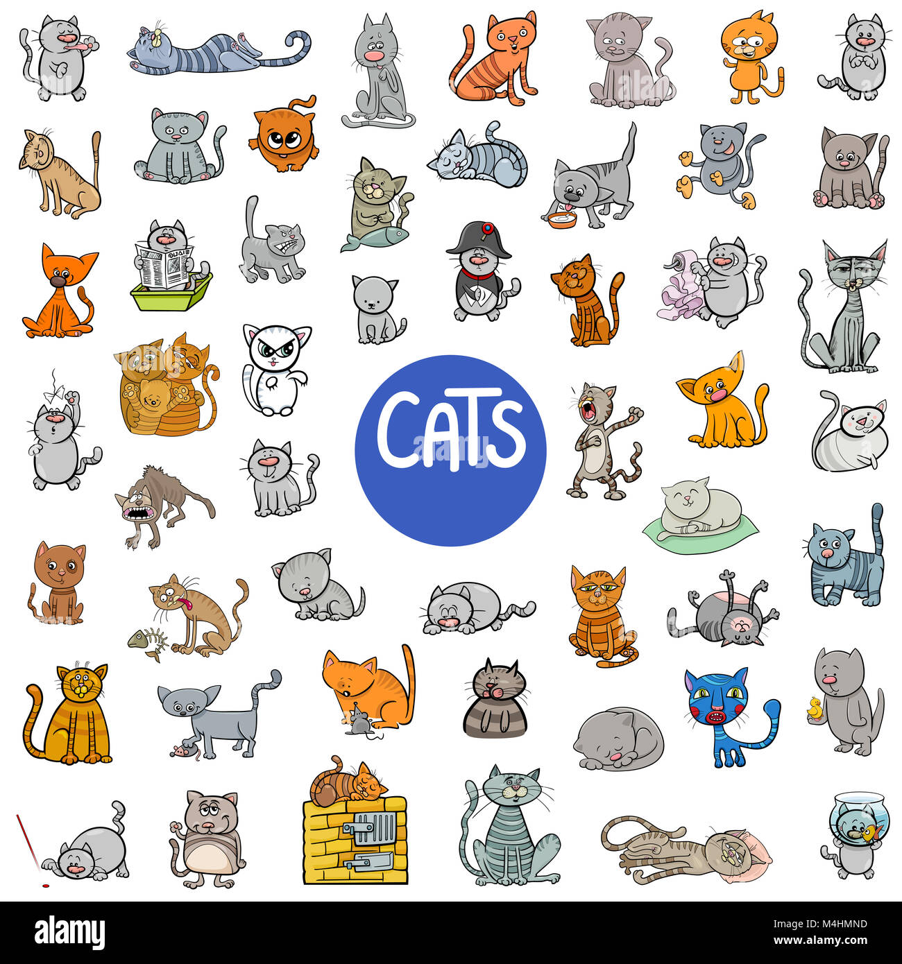cartoon cat characters large set Stock Photo - Alamy