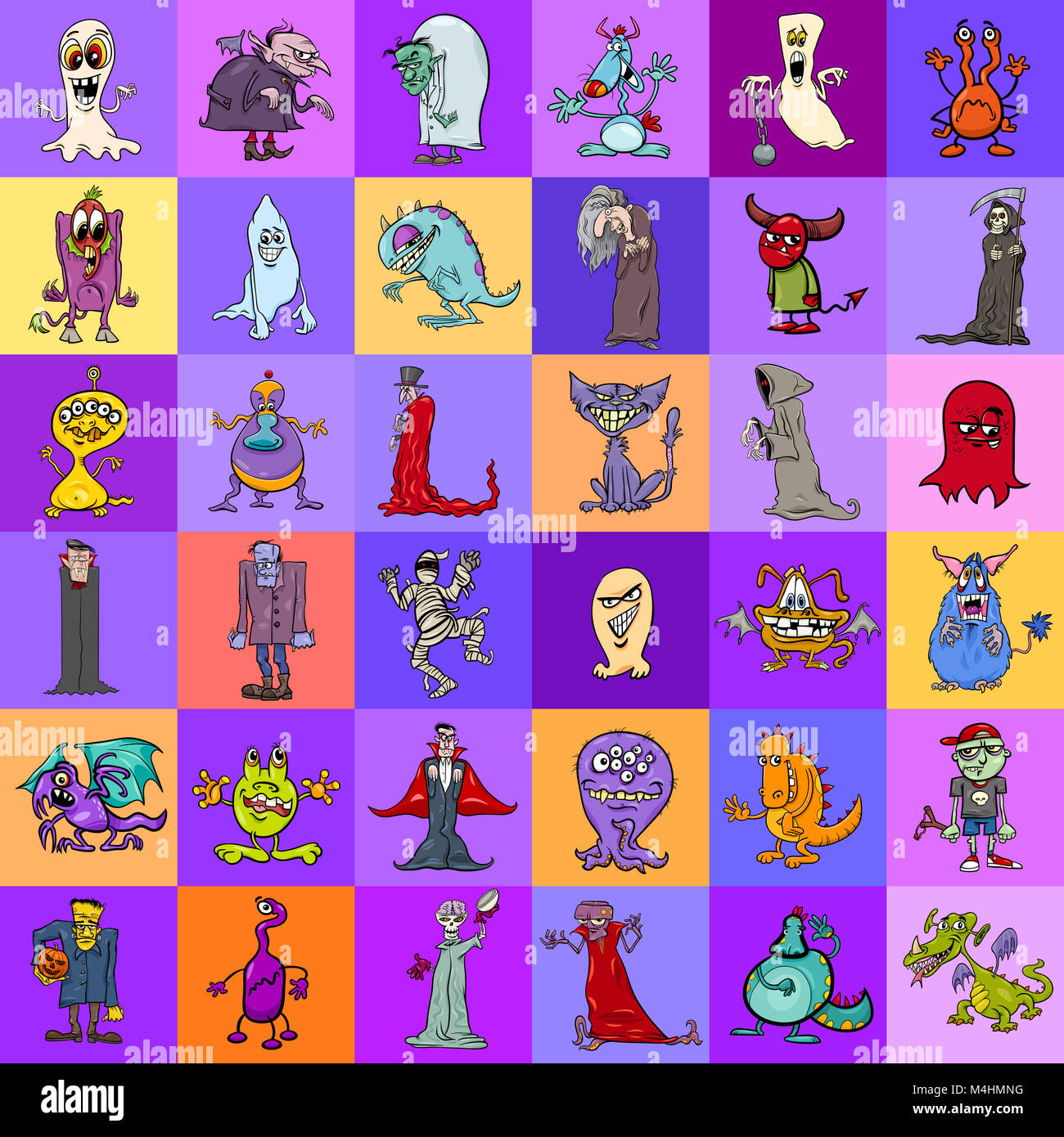 decorative pattern design with monsters Stock Photo - Alamy