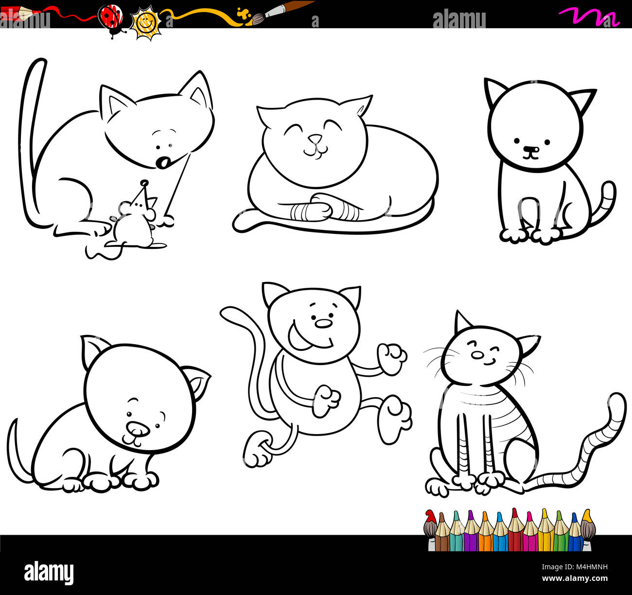 cat characters coloring book Stock Photo - Alamy
