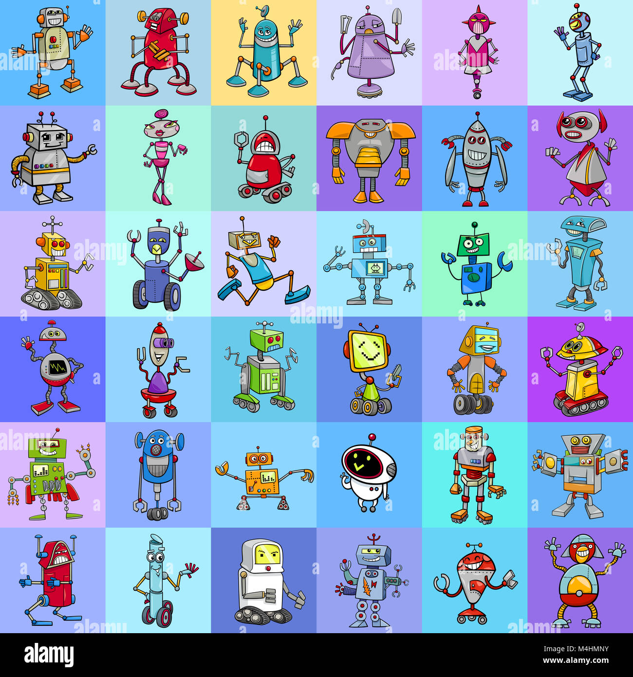 decorative pattern design with robots Stock Photo - Alamy