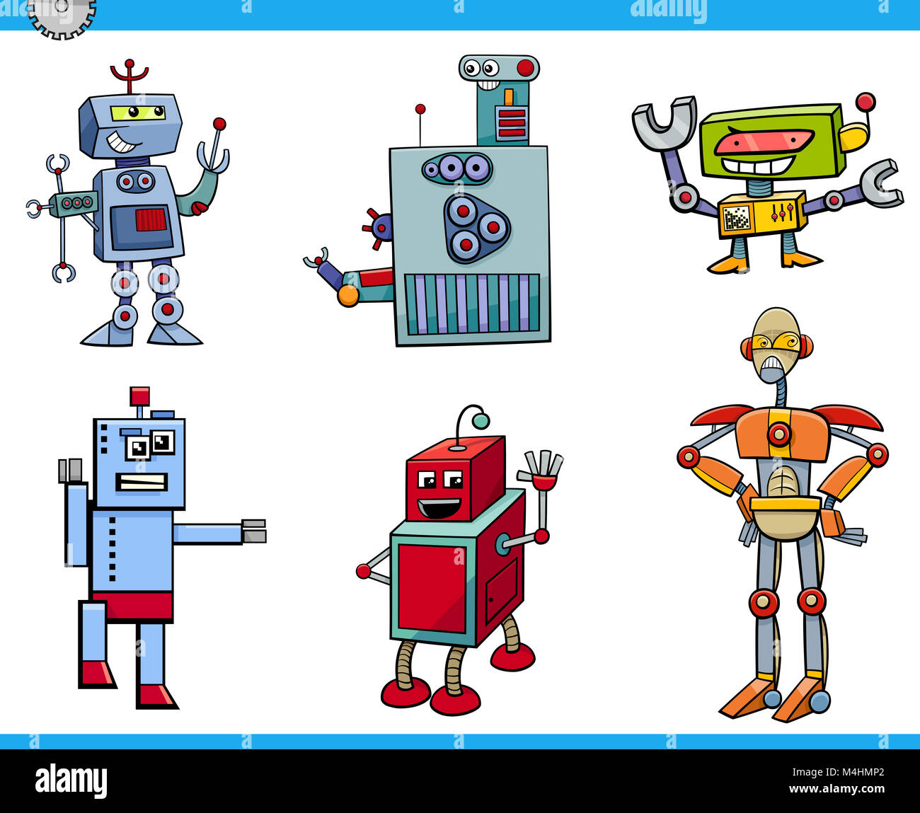 robot cartoon characters set Stock Photo - Alamy