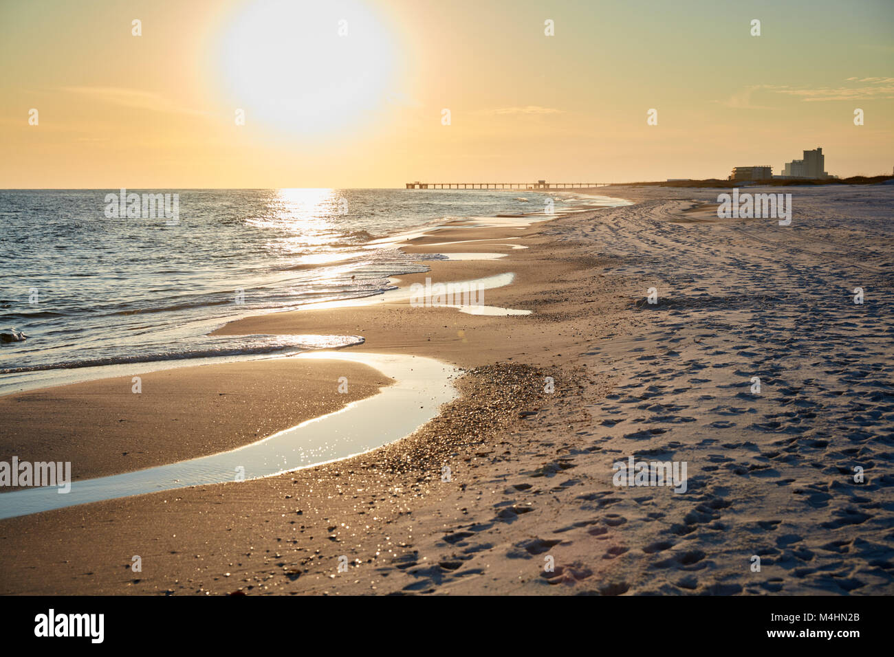 Sunset on the beach at Gulf State Park, Alabama Stock Photo - Alamy