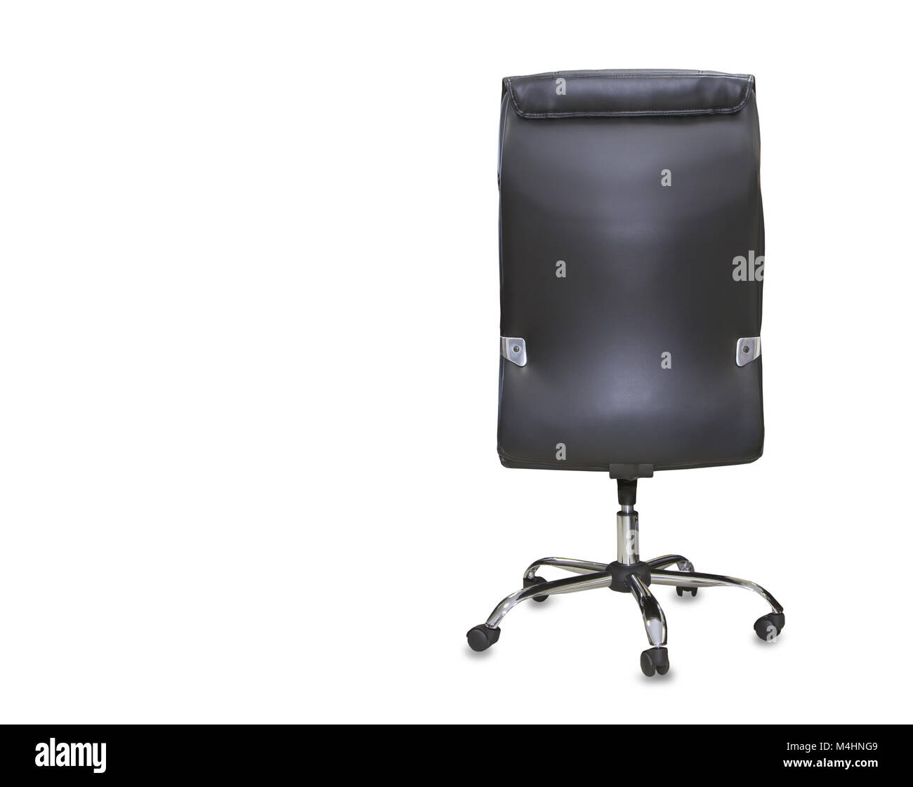 Back view of modern office chair from black leather. Isolated Stock ...