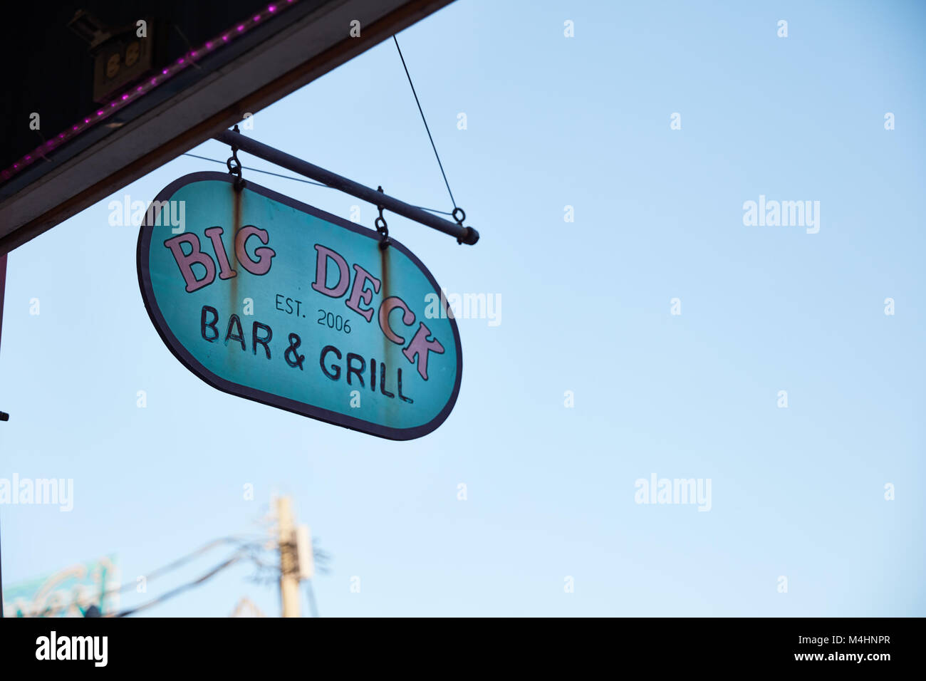 Sign for Big Deck Bar & Grill, Cedar Key, Florida Stock Photo - Alamy
