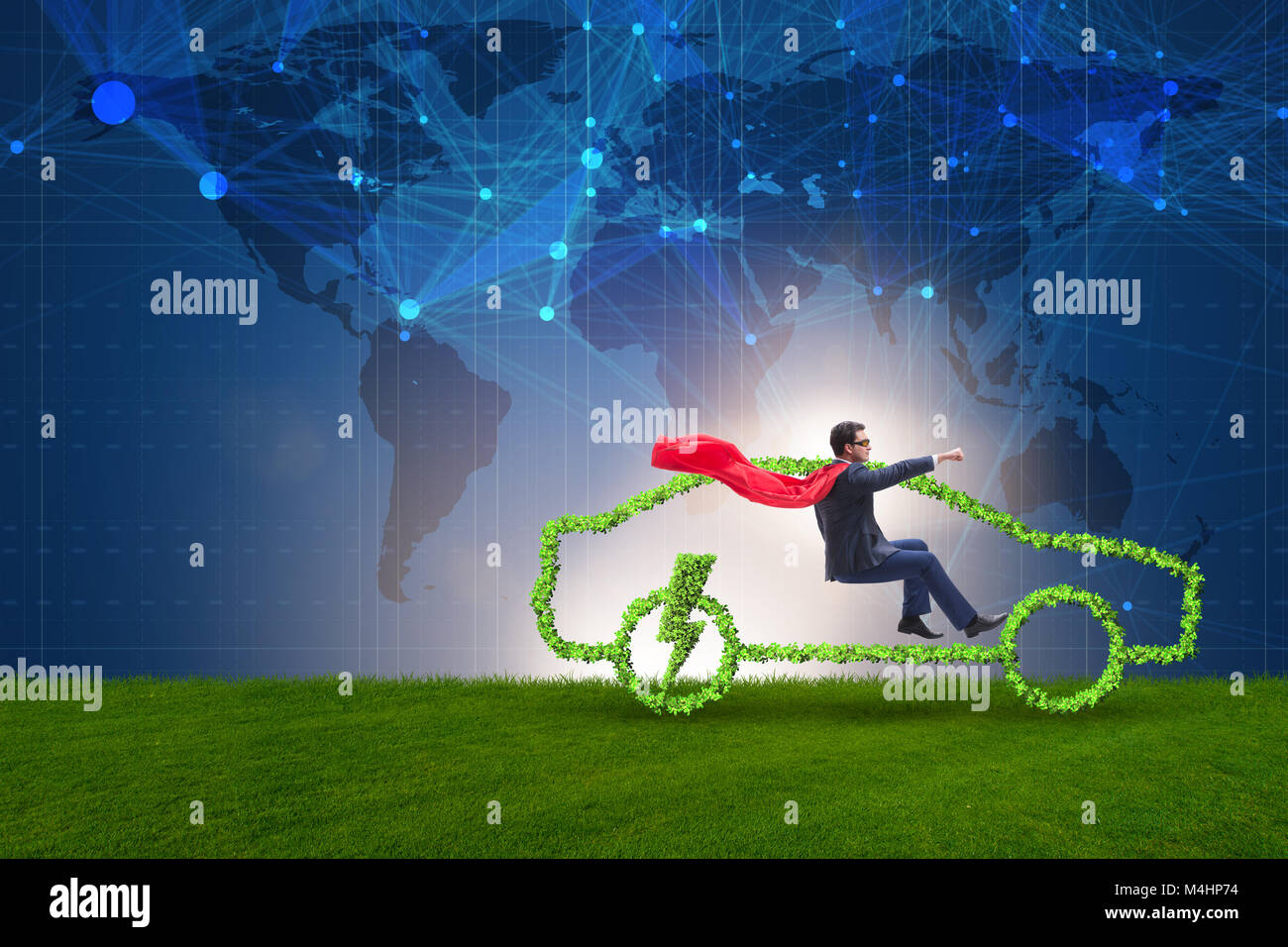 Electric car concept in green environment concept Stock Photo - Alamy