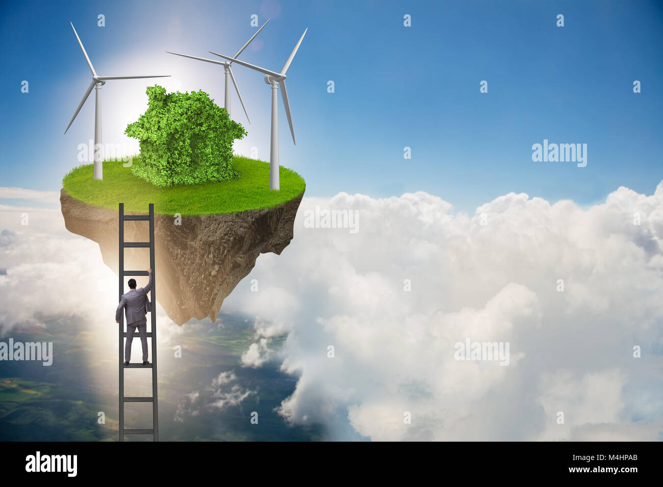 Man escaping to green environment Stock Photo - Alamy