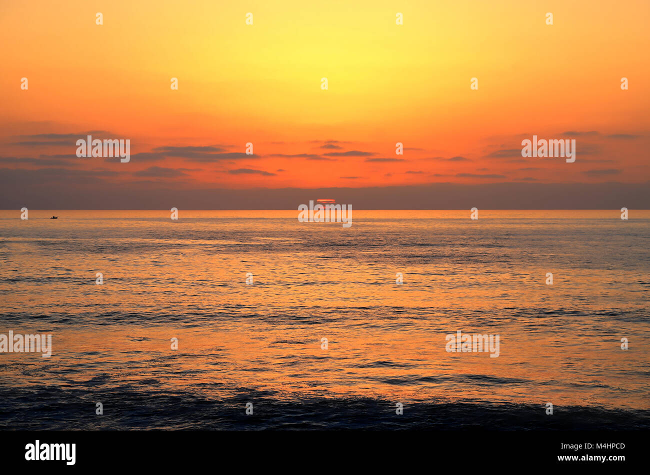 The Sunset over the Pacific Ocean from Ocean Beach near San Diego ...